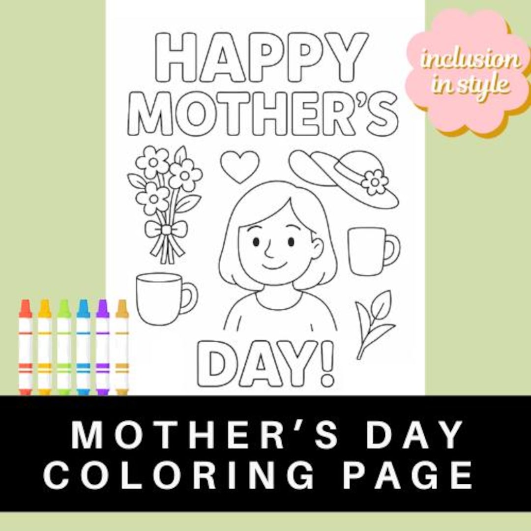 Mother’s Day Coloring Page | Cute Printable for Kids - Etsy