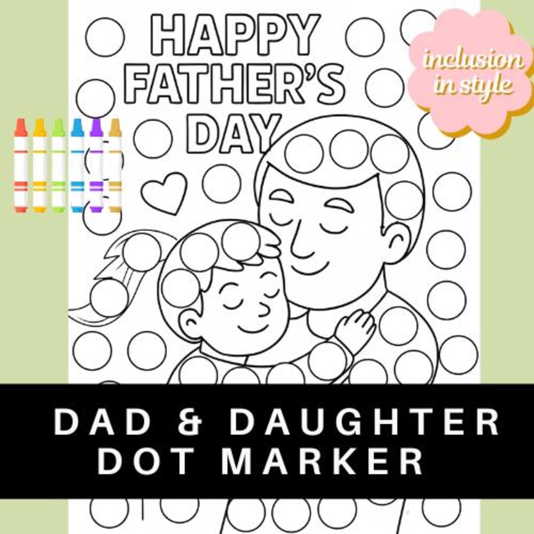 Father’s Day Dot Marker Coloring Page – Dad and Daughter Hugging - Etsy