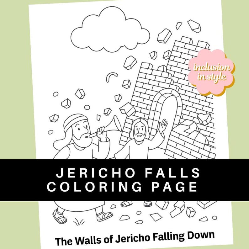 The Walls of Jericho Fall Down Bible Coloring Page | Joshua Battle of ...