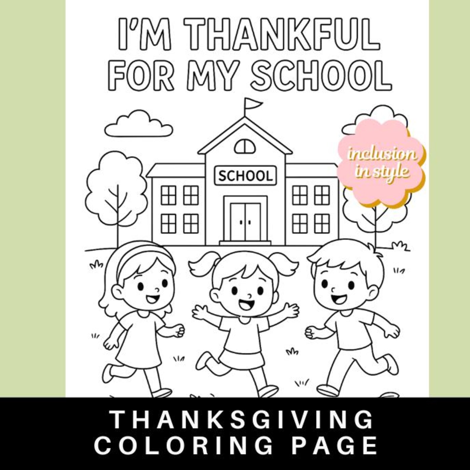 Thankful for My School Coloring Page | Gratitude and Thanksgiving Fall ...