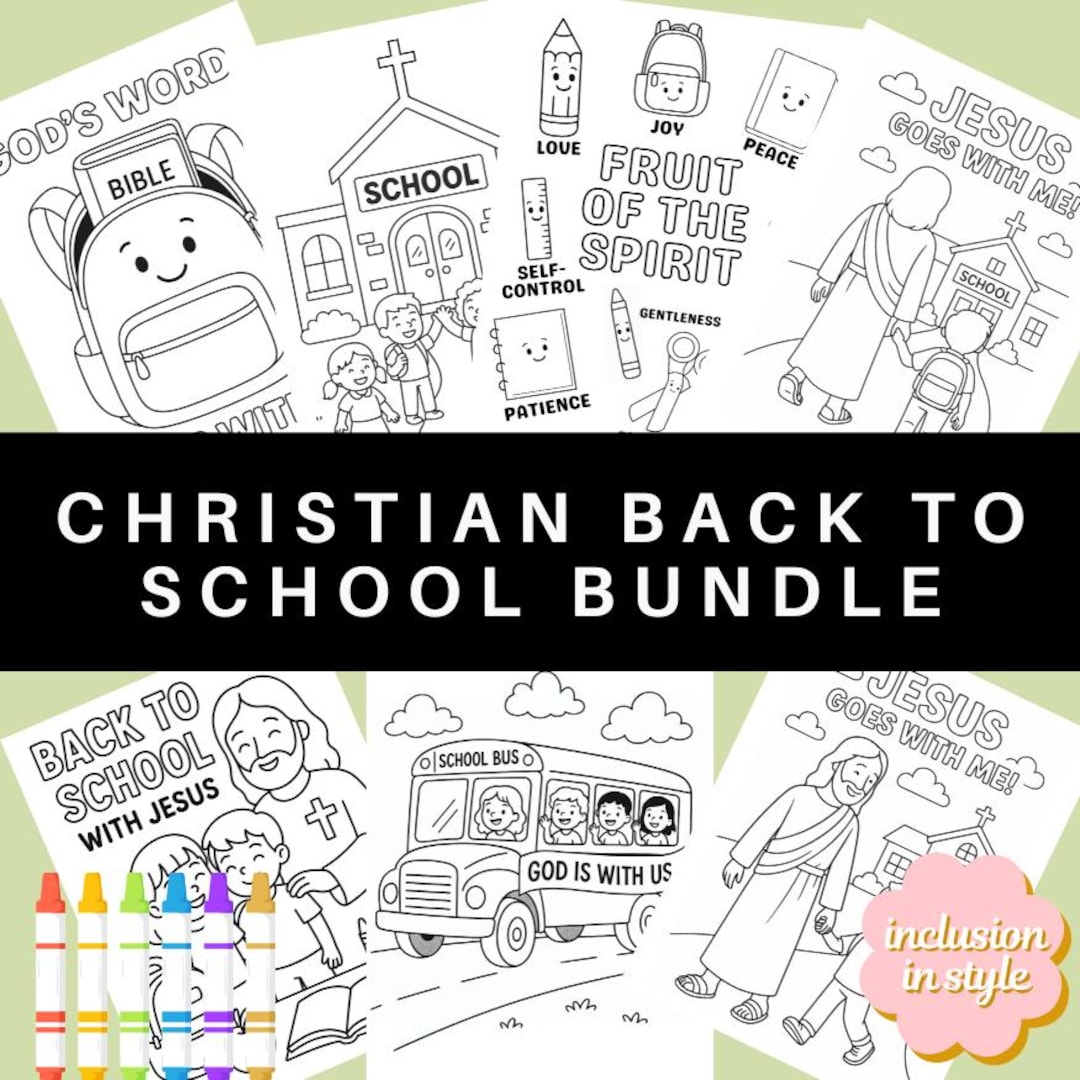 Back to School With Jesus | Christian Coloring Page Bundle - Etsy