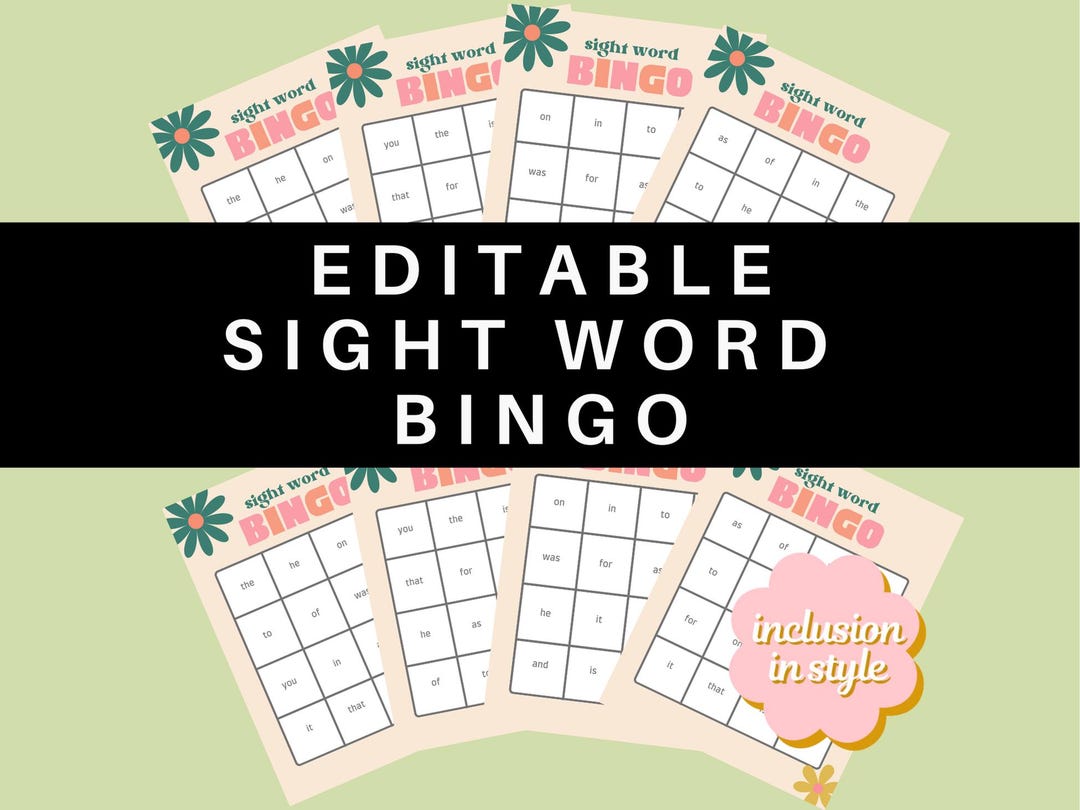 EDITABLE Sight Word Bingo - Etsy