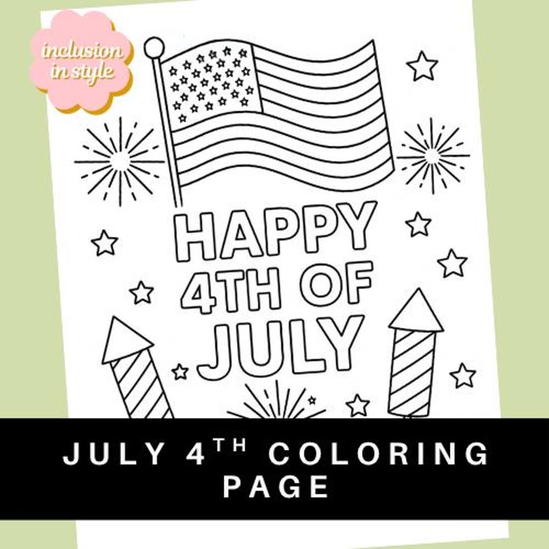 Happy 4th of July Coloring Page – Printable Patriotic Activity - Etsy