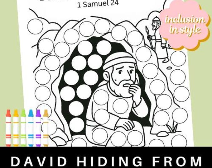 David Hiding in the Cave Dot Marker Bible Coloring Page | 1 Samuel 24 ...