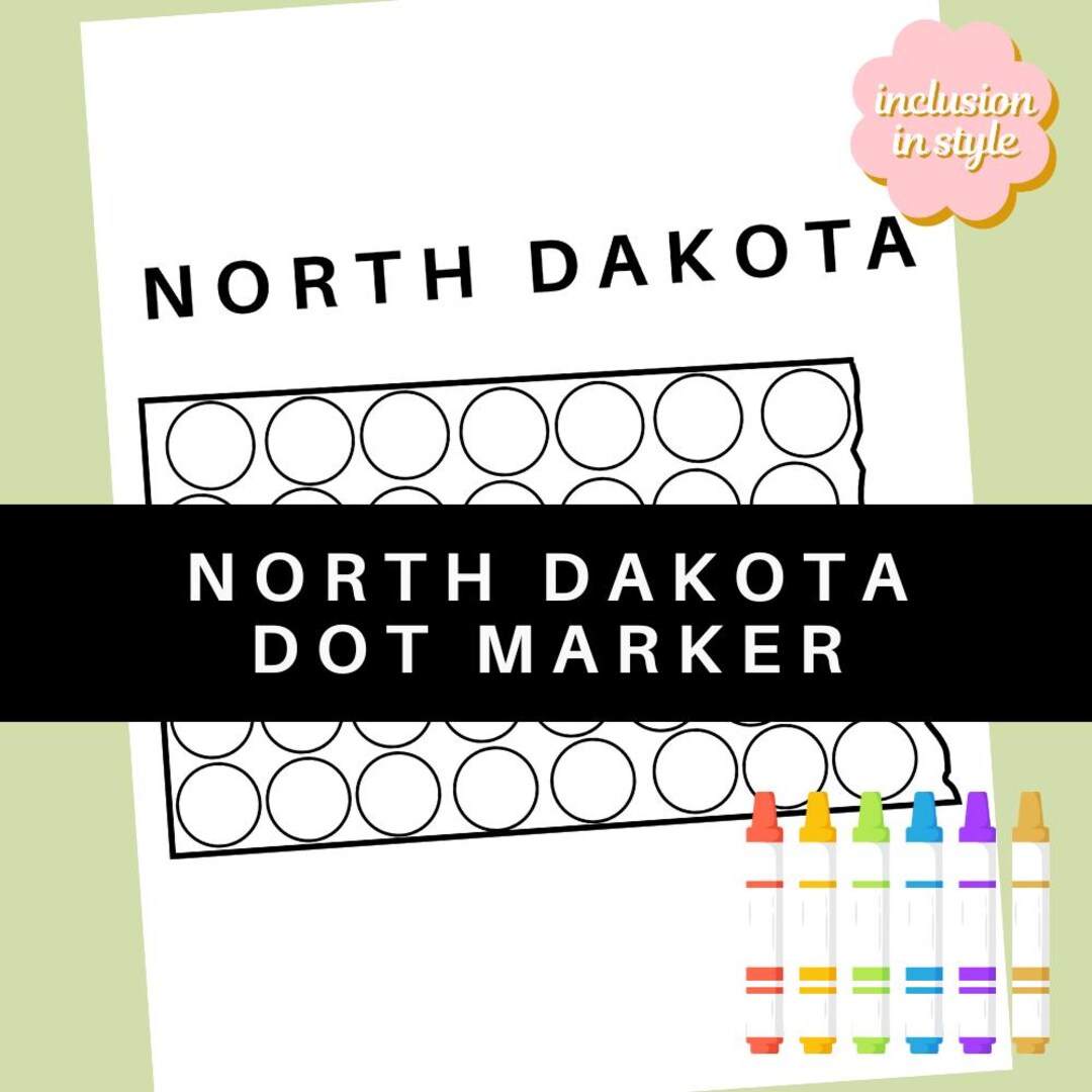 North Dakota Dot Marker Coloring Page | State-themed Fine Motor ...