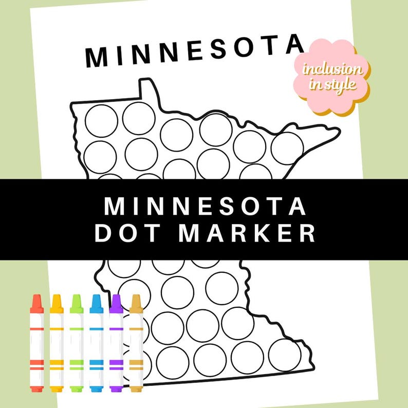 Minnesota Dot Marker Coloring Page | State-themed Fine Motor Activity ...