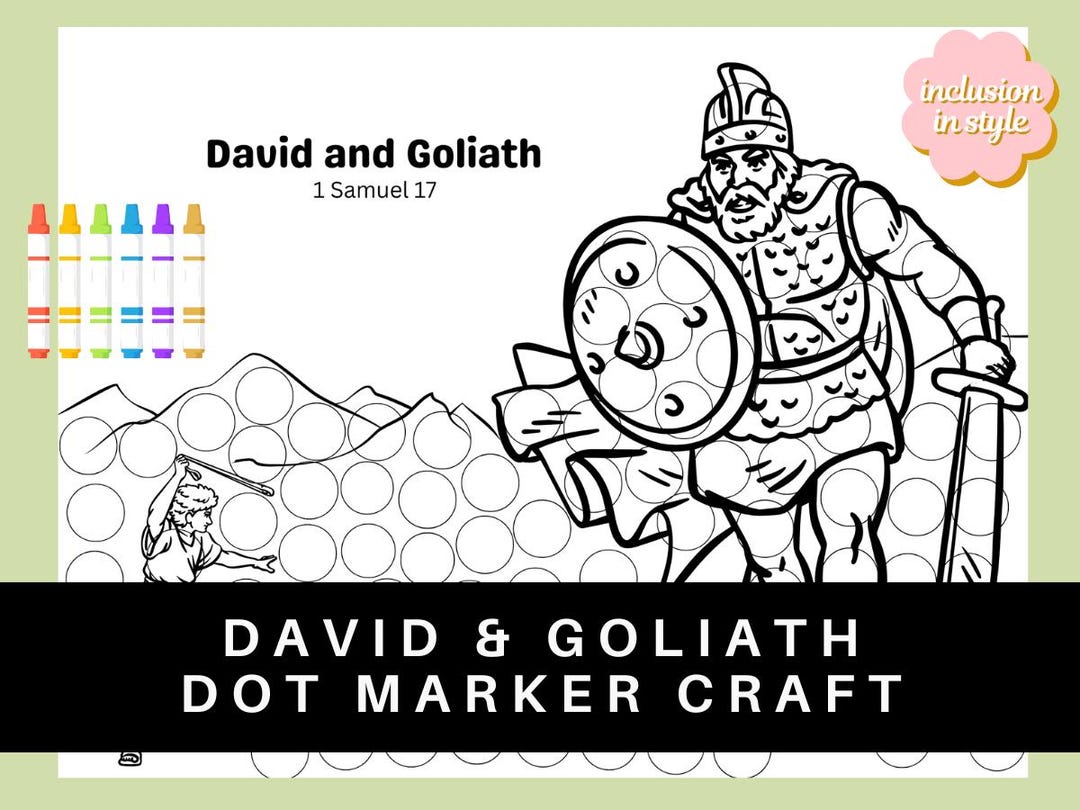 David and Goliath Bible Dot Marker Sunday School Church Craft - Etsy