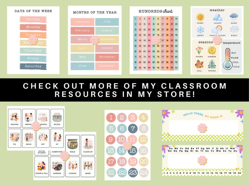 Months of the Year Retro Pastel Classroom Calendar Printable Poster - Etsy