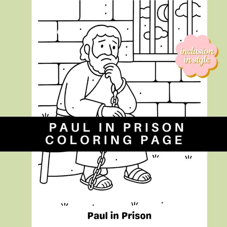 Paul in Prison Coloring Page | Bible Story Coloring Sheet | Acts 16:16 ...