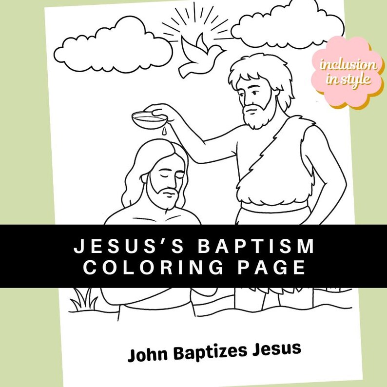 John Baptizes Jesus Coloring Page | Bible Story Printable - Etsy