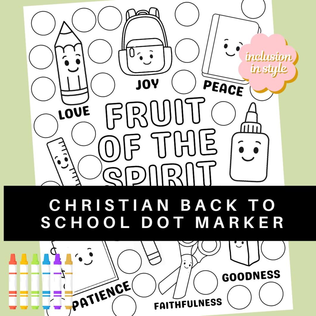 Fruit of the Spirit School Supplies Theme Dot Marker Coloring Page ...