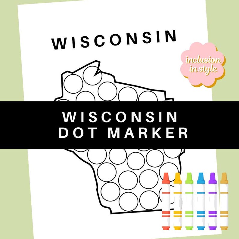 Wisconsin Dot Marker Coloring Page | State-themed Fine Motor Activity ...