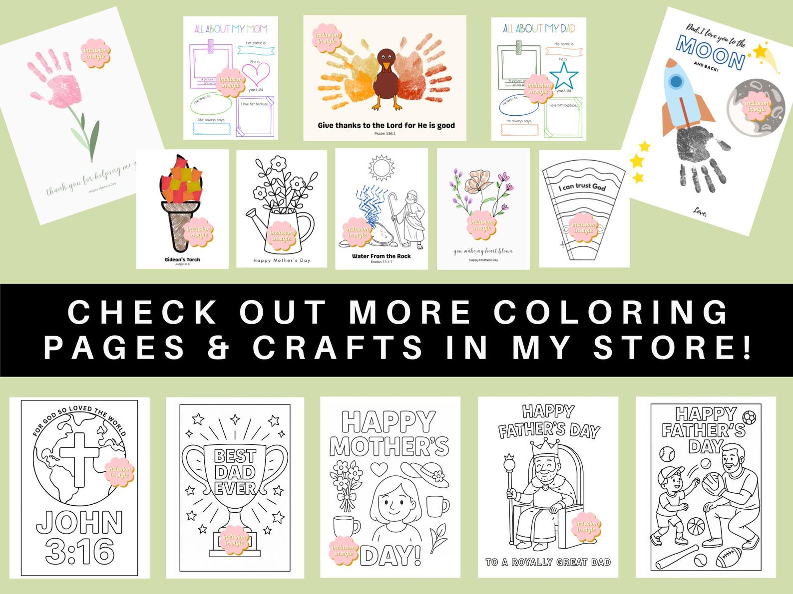 Moses on Mount Sinai Coloring Page Bundle | Ten Commandments Bible ...