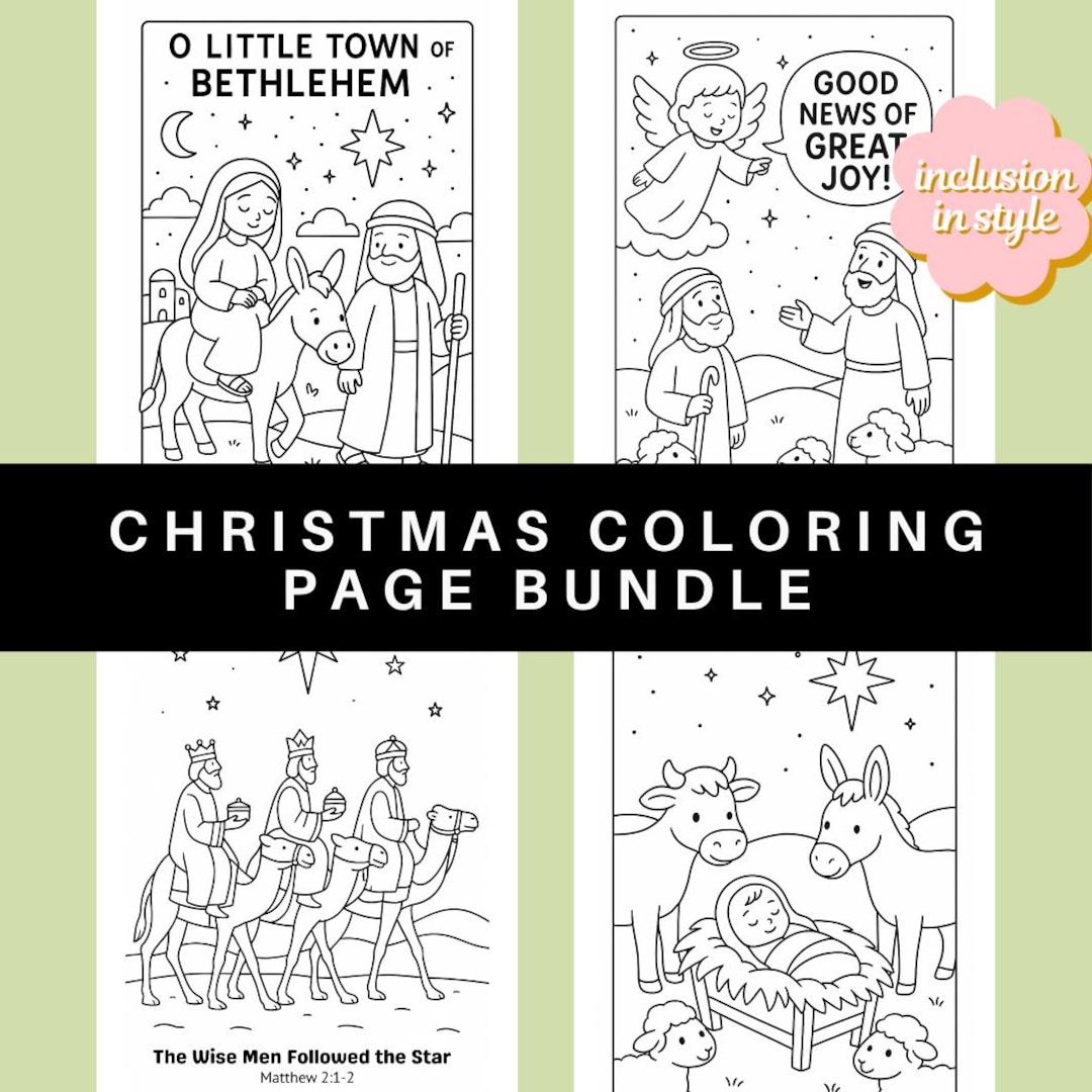 Nativity Coloring Pages Bundle | Christian Christmas Bible Activities ...