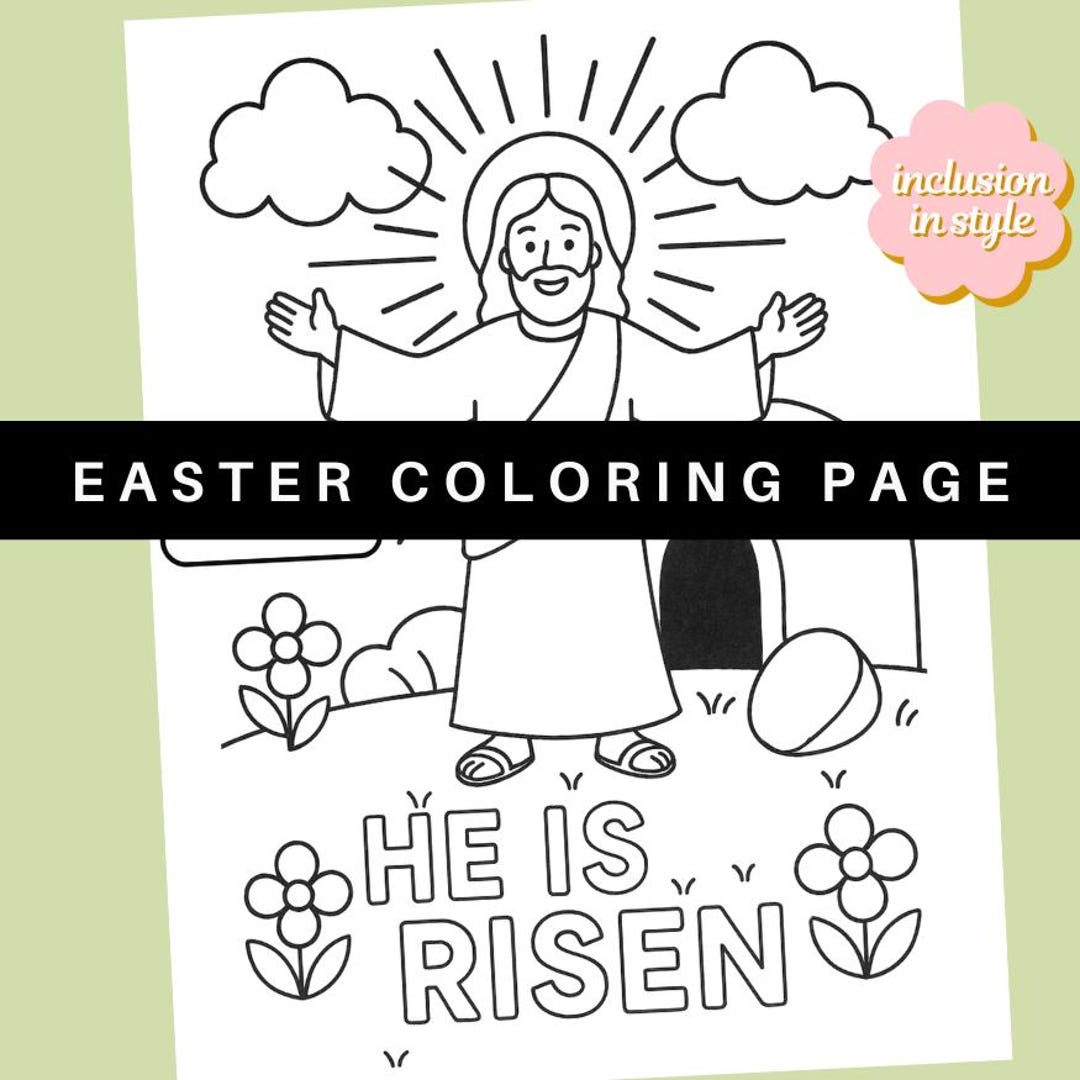He is Risen Easter Coloring Page | Jesus and the Empty Tomb Bible ...