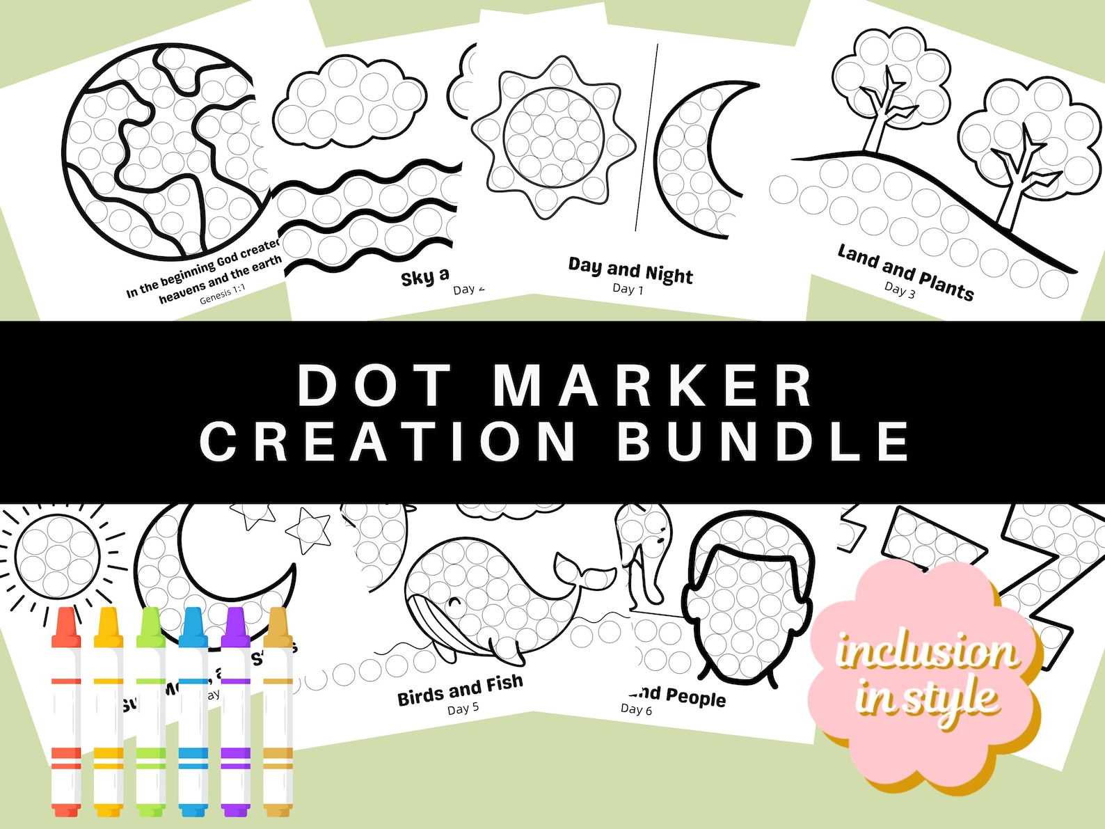 7 Days of Creation Earth Bible Dot Maker Sunday School Church Craft ...