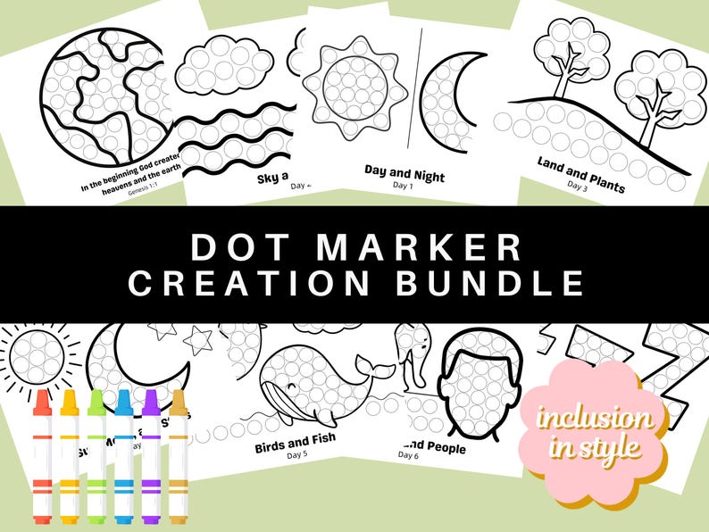7 Days of Creation Earth Bible Dot Maker Sunday School Church Craft ...