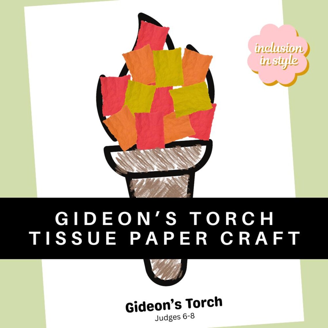 Gideon’s Torch Craft Template | Bible Story Activity | Tissue Paper ...