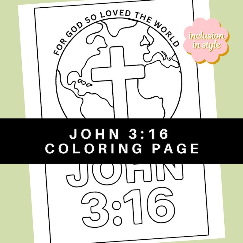 John 3:16 Coloring Page | for God so Loved the World | Bible Verse ...