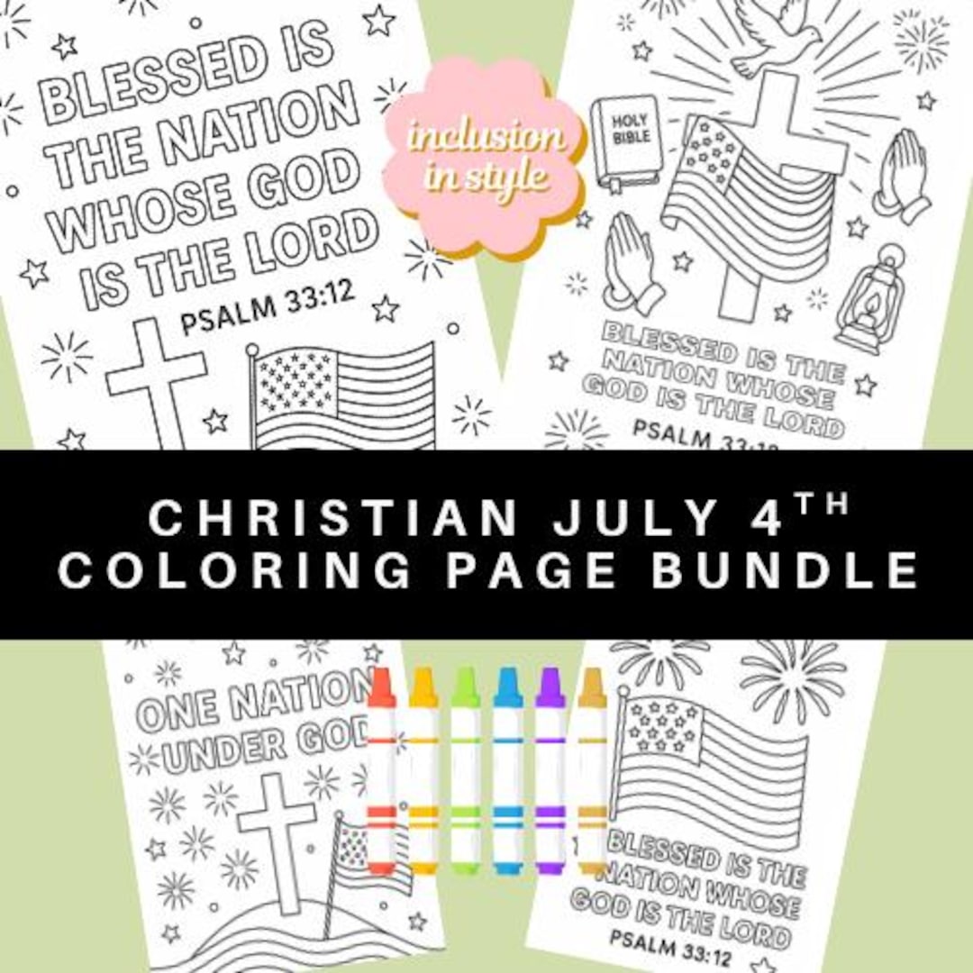 Christian Fourth of July Coloring Pages Bundle – Psalm 33:12, One ...