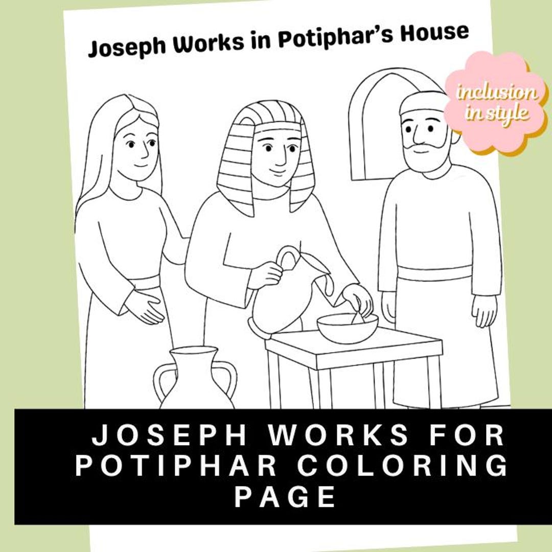 Joseph Works in Potiphar’s House Coloring Page | Genesis Bible Story ...