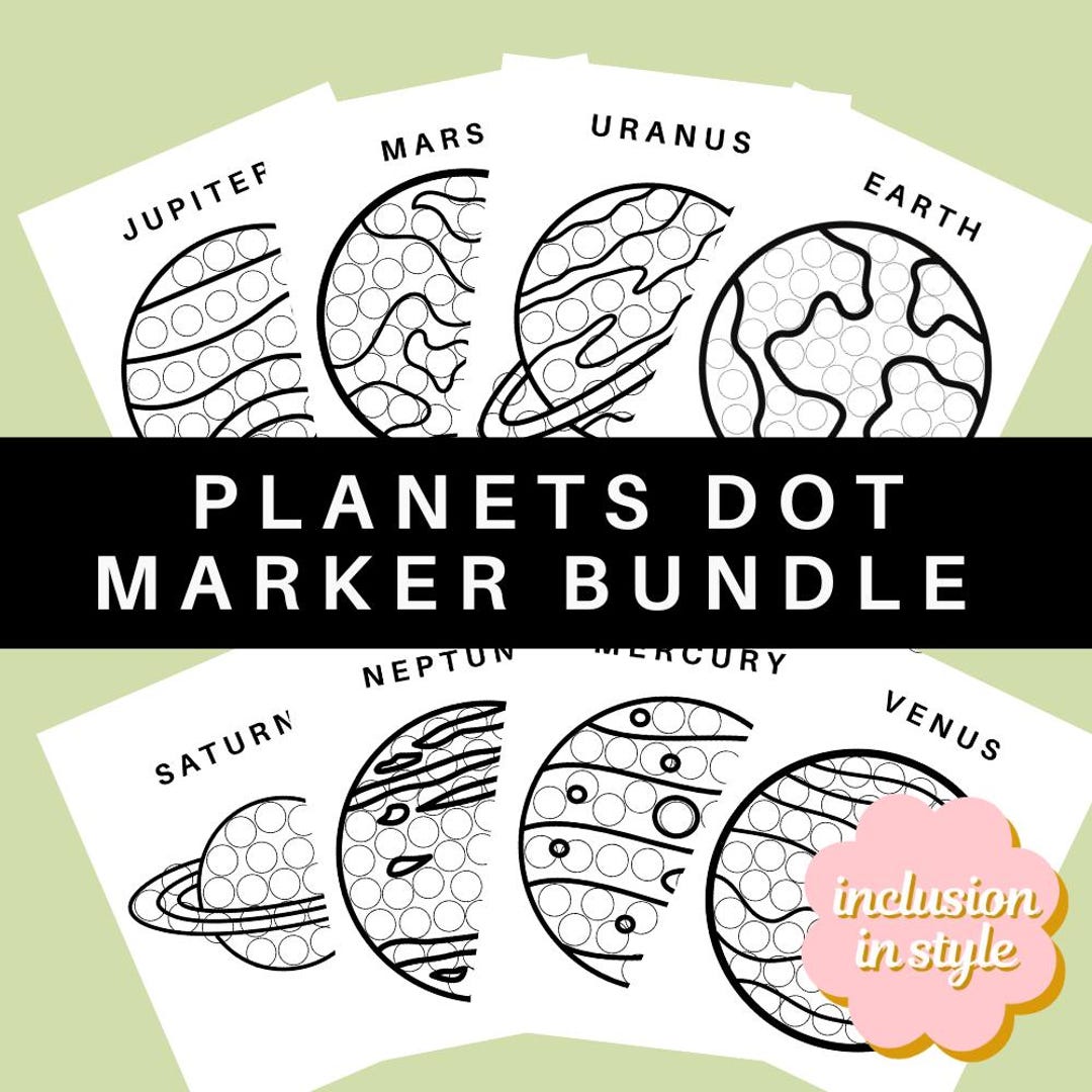 Solar System Dot Marker Coloring Pages | Planets + Earth Fine Motor ...