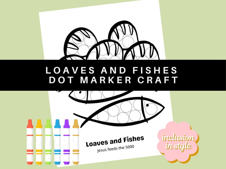 Loaves and Fishes Bible Dot Marker Sunday School Church Craft - Etsy