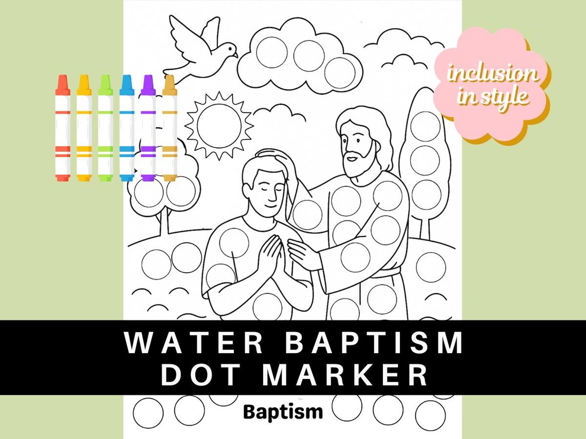 Water Baptistm Dot Marker Coloring Page | Christian Activity for Kids ...