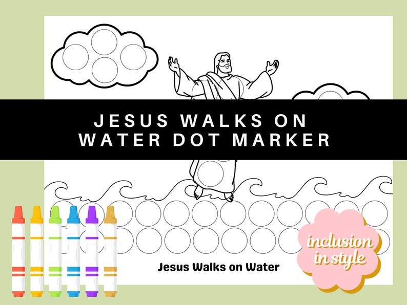 Jesus Walks on Water Bible Dot Marker Sunday School Church Craft - Etsy