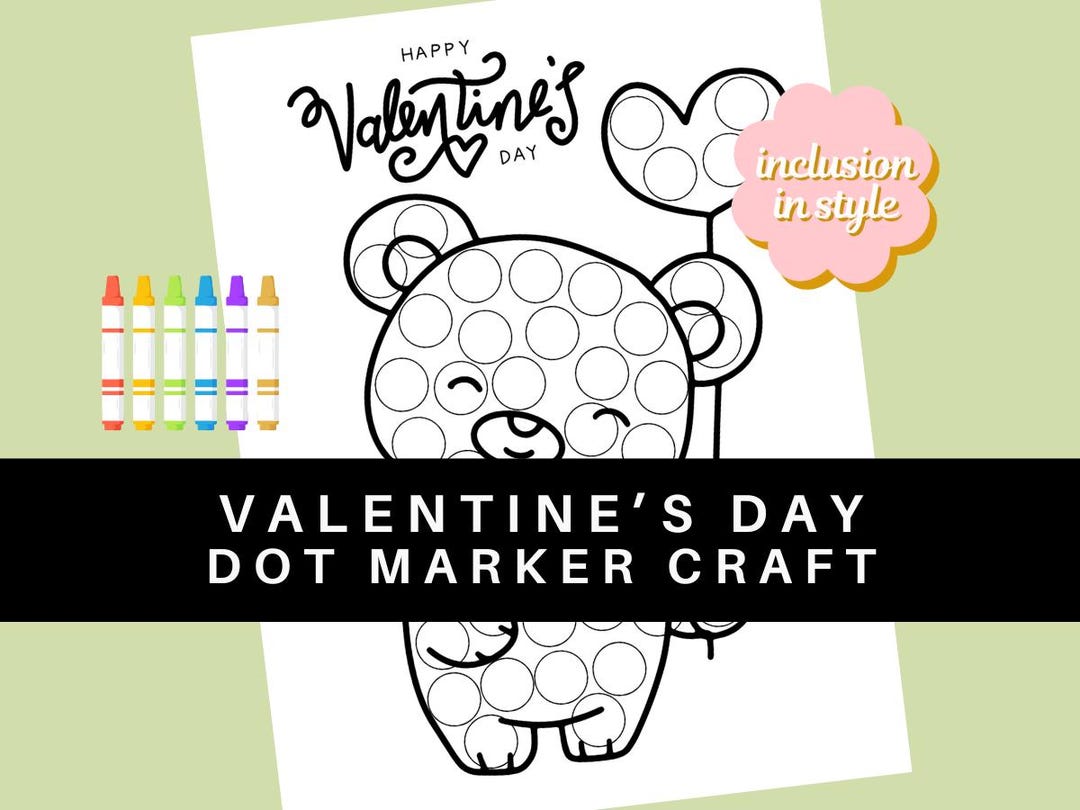 Valentine's Day Dot Marker Teddy Bear Heart Craft Activity - Etsy