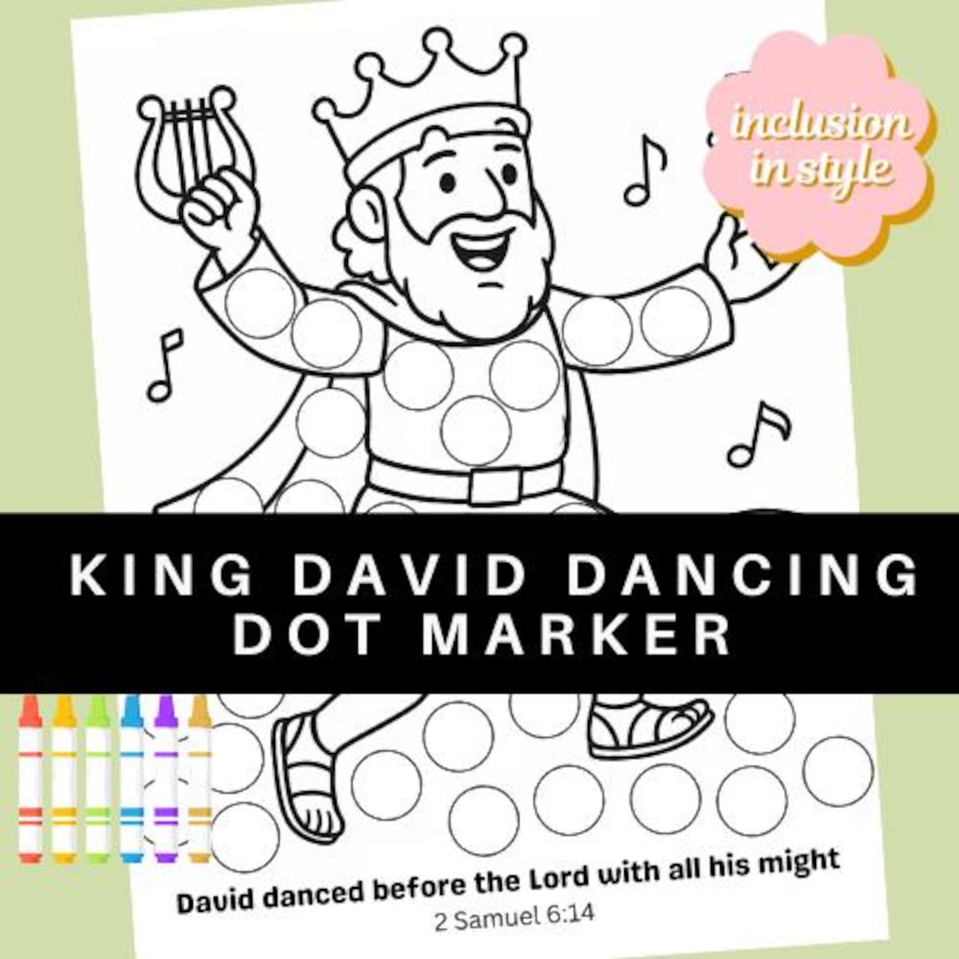 King David Dancing Dot Marker Bible Coloring Page | 2 Samuel 6:14 - Etsy