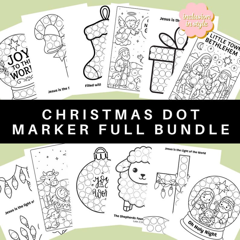 Christmas Dot Marker Coloring Pages FULL Bundle | Christian Christmas ...