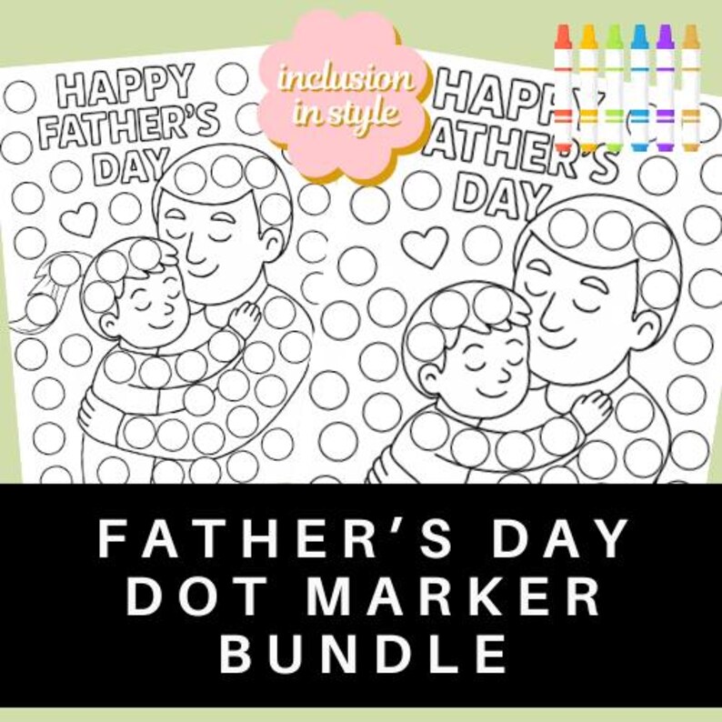 Father’s Day Dot Marker Coloring Pages BUNDLE – Dad Hugging Son ...