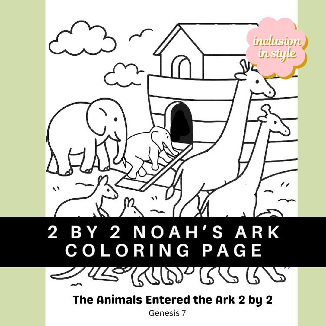 Animals Enter the Ark Two by Two | Noah’s Ark Bible Coloring Page - Etsy