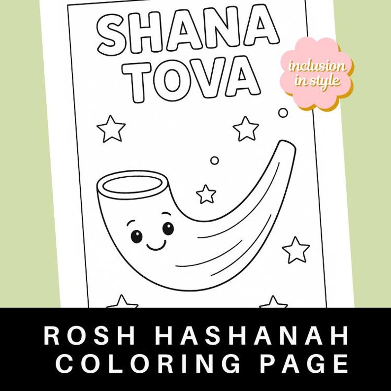 Rosh Hashanah Coloring Page | Shana Tova Happy Shofar - Etsy México