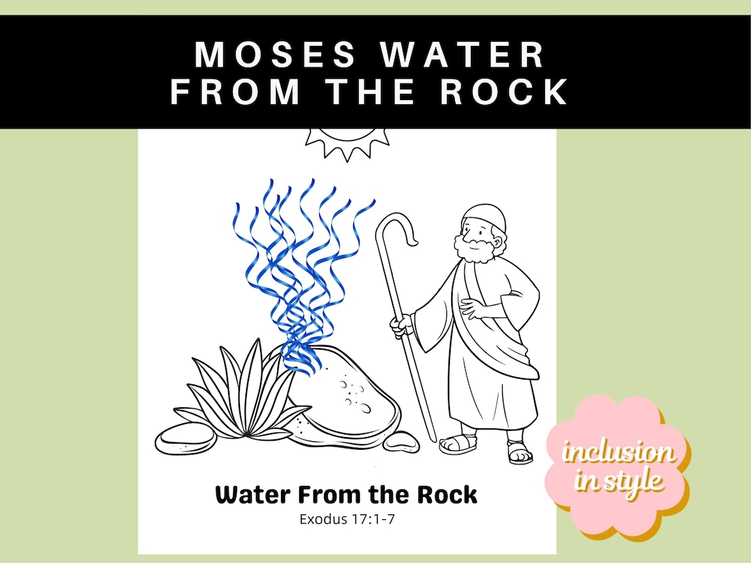 Moses Water From the Rock Bible Coloring Page Tinsel Activity - Etsy