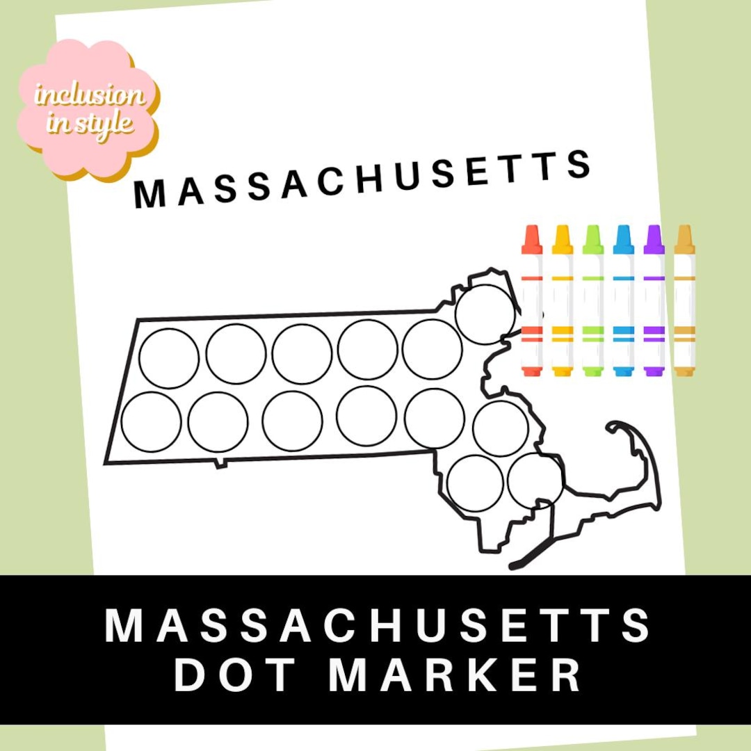 Massachusetts Dot Marker Coloring Page | State-themed Fine Motor ...
