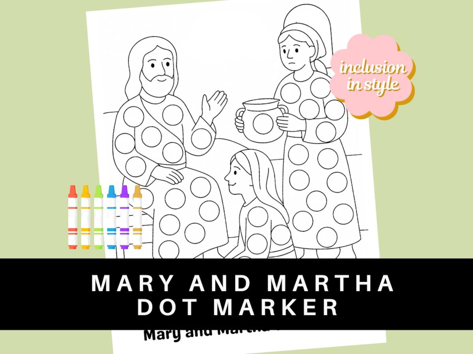 Mary and Martha With Jesus | Dot Marker Bible Craft - Etsy