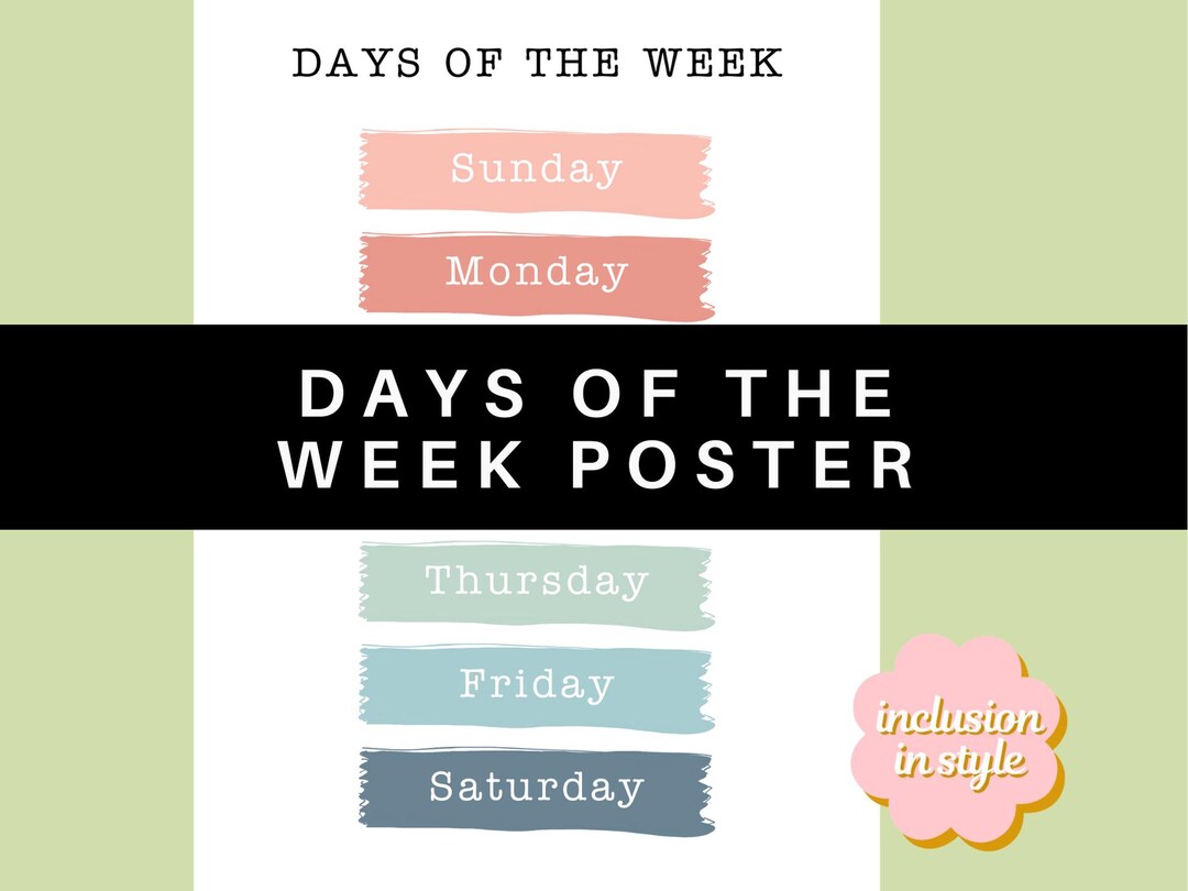 Days of the Week Retro Pastel Classroom Calendar Printable Poster - Etsy
