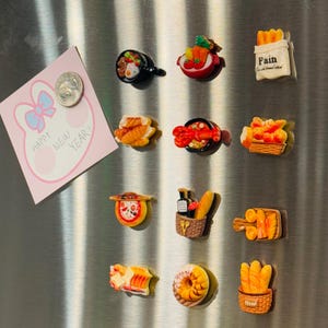 12 Pcs Food-themed Magnet Set | Handmade Kitchen Magnets | Cute Bread ...