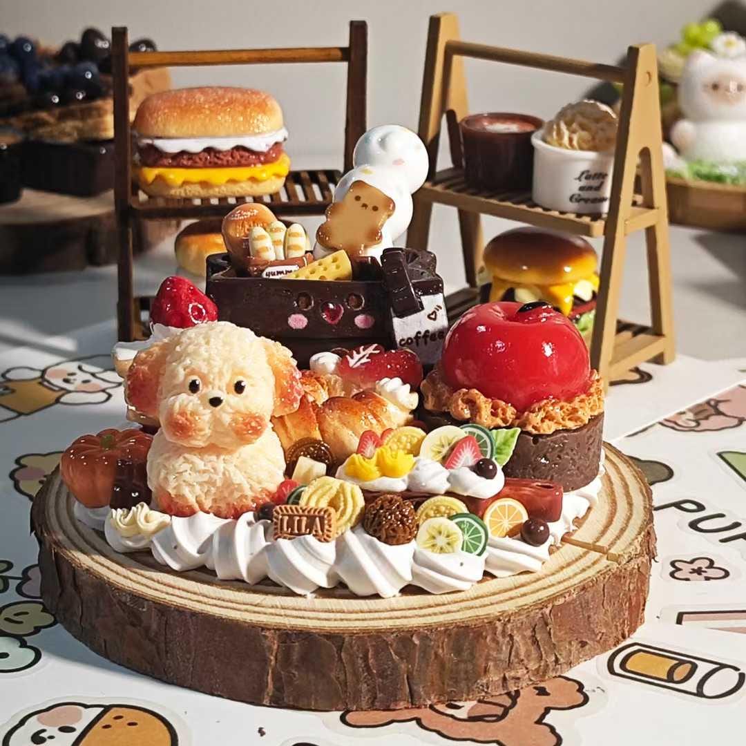 Handmade Dog & Dessert Resin Display: Miniature Bakery Decor - Etsy