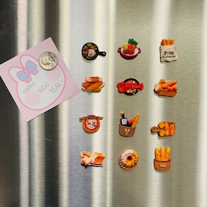 12 Pcs Food-themed Magnet Set | Handmade Kitchen Magnets | Cute Bread ...