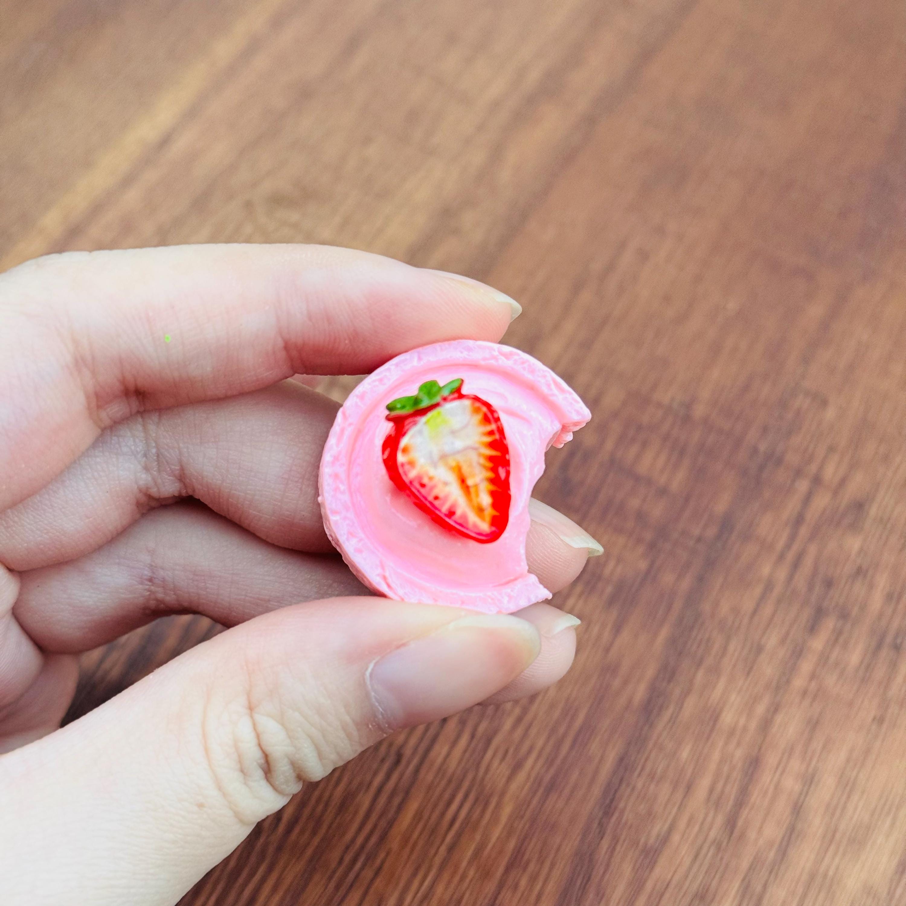 4pcs Chocolate Strawberry Bite Magnets | Handmade Mini Food Decor ...