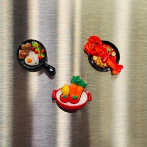 12 Pcs Handmade Food Magnet Set: Bread, Pizza, Seafood Refrigerator ...