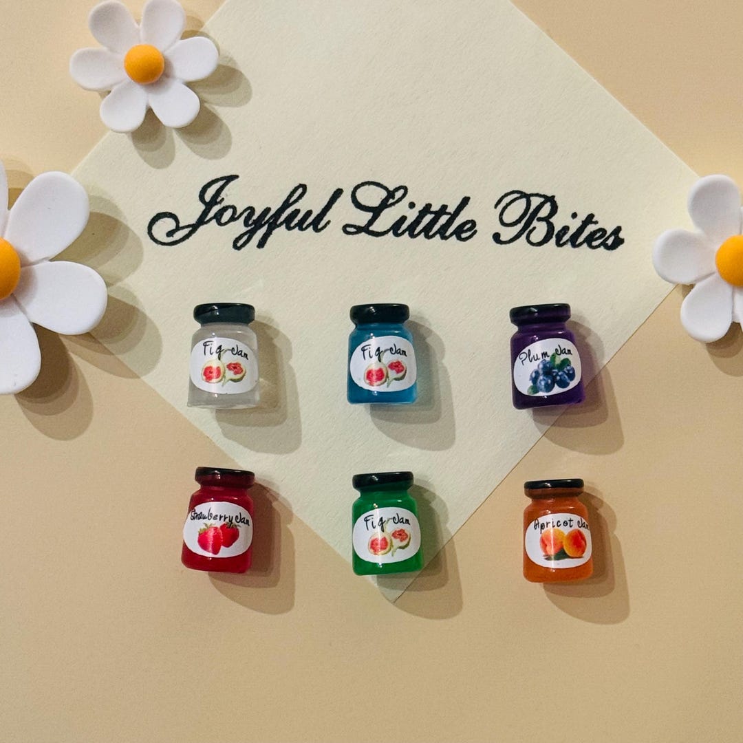 6pcs Miniature Jam Jar Magnets | Handmade Food Magnets | Fridge Decor ...