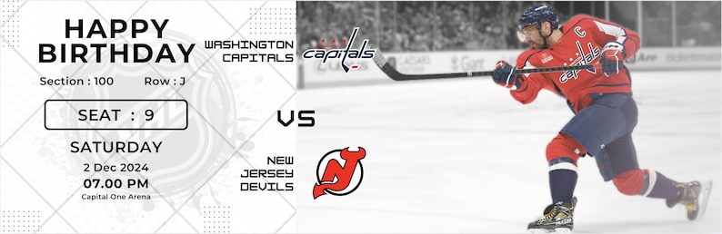 Washington Capitals Hockey Ticket Template Digital Download - Etsy
