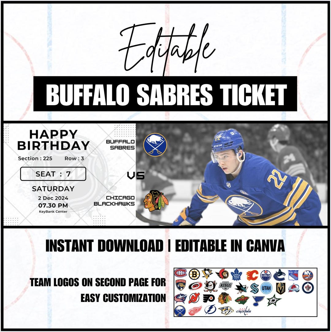 Buffalo Sabres Hockey Ticket Template Digital Download - Etsy