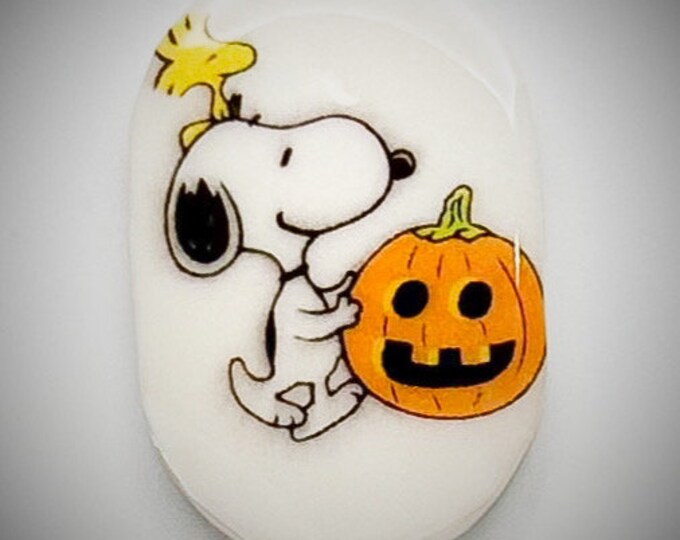 Halloween Snoopy Rolling a Jack O Lantern 35mm X50mm Rounded Oval - Etsy