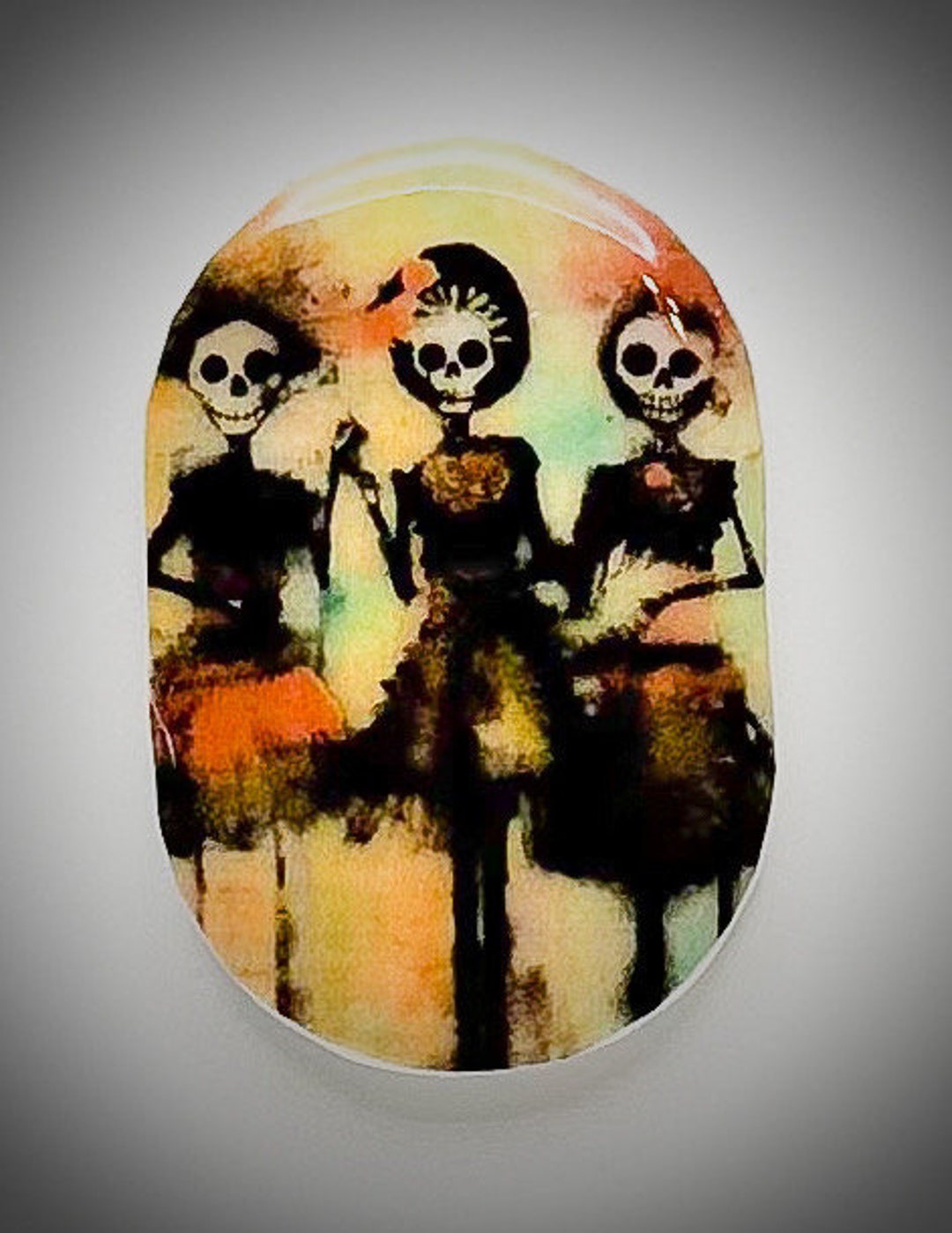 Halloween 3 Catrina Skeleton Friends 35mm X50mm Rounded Oval - Etsy
