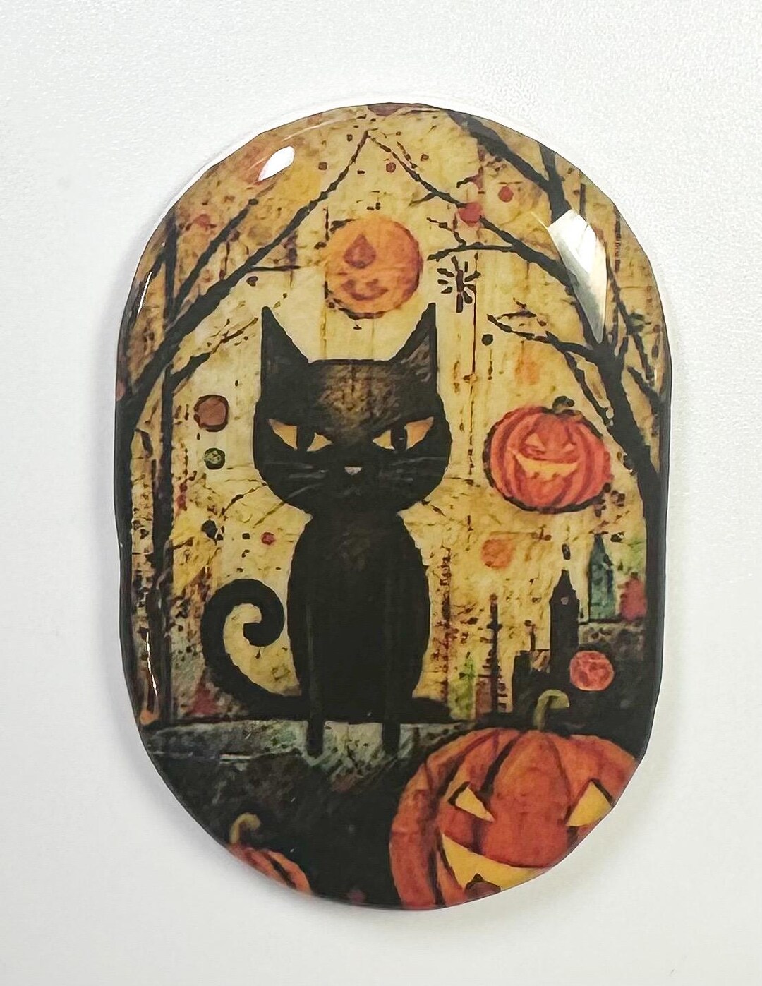 Halloween Cat 35mm X50mm Rounded Oval - Etsy